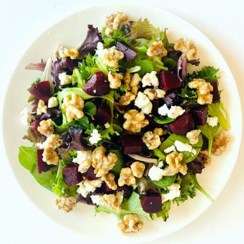 Roasted Beet Salad with Goat Cheese and Candied Walnuts - Aubrey's Kitchen